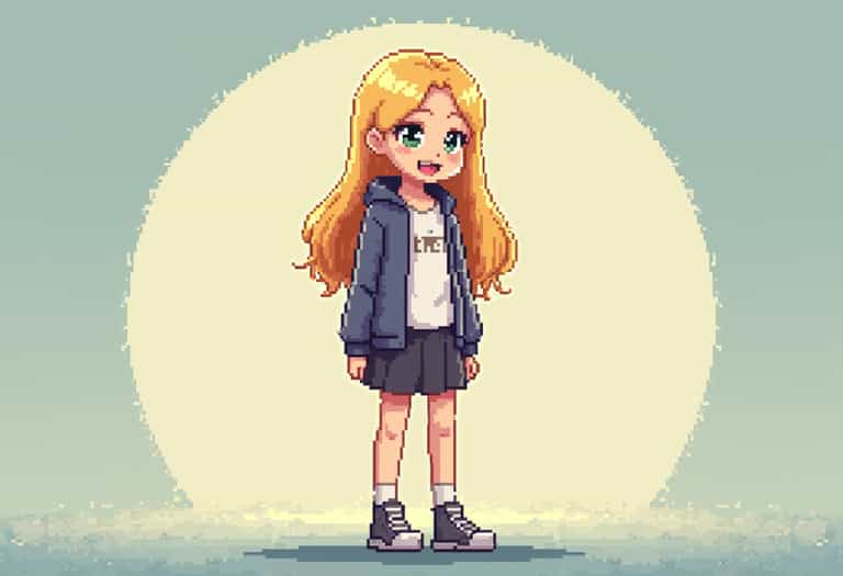 Blonde PixelArt Girl with a Casual Outfit - Pixel Dojo