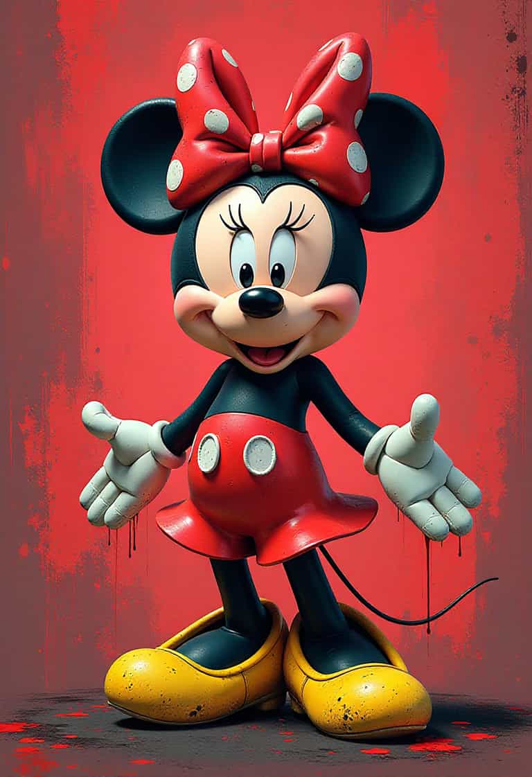 3D Animation Mickey Mouse Character in Red and Yellow Dress…