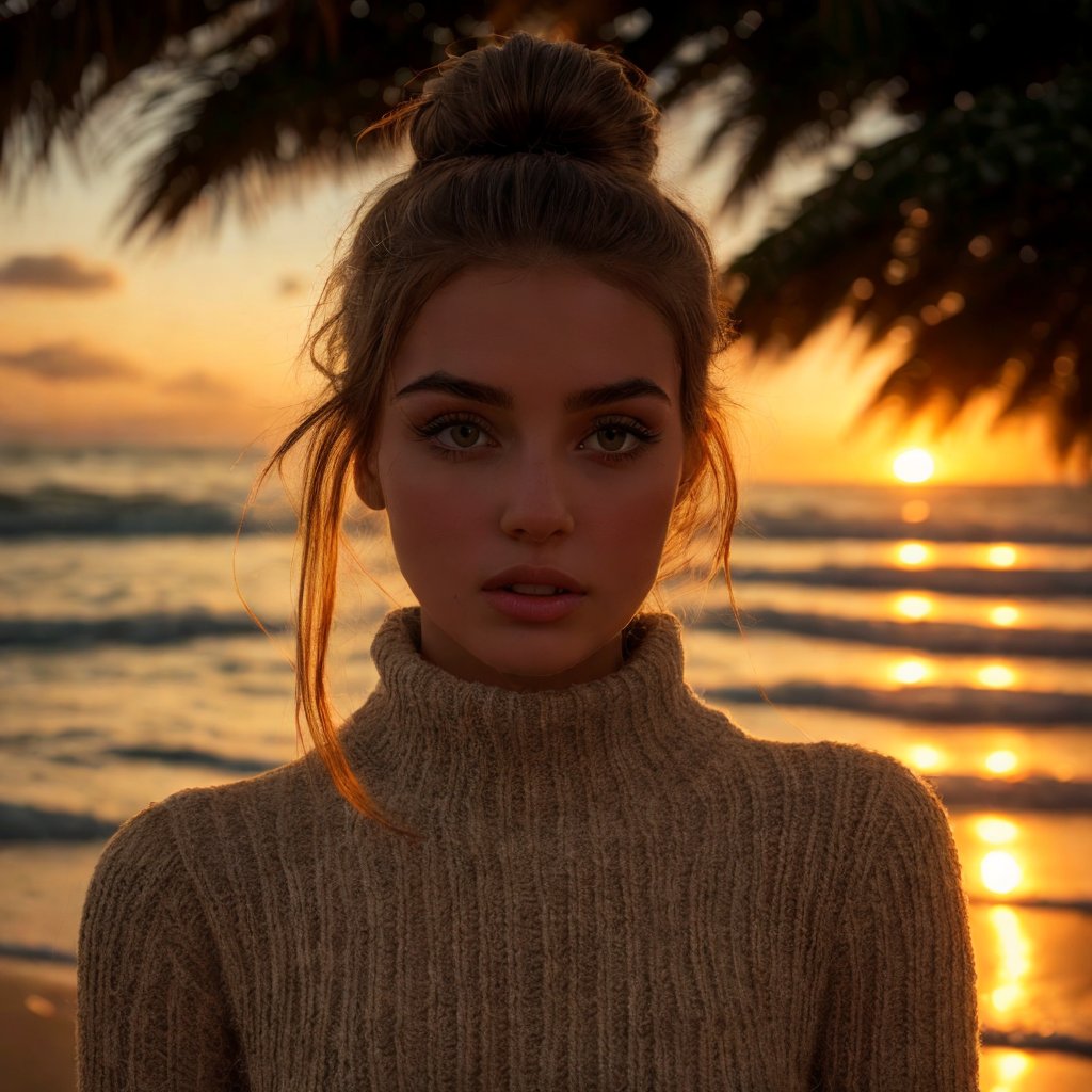 Evening Serenity: A Fashionable Sunset Portrait - Pixel Dojo