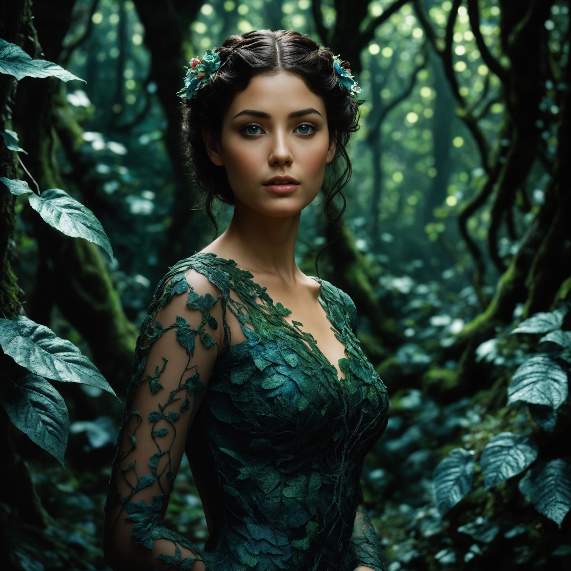 Enchanting Forest Nymph in a Leafy Gown - Pixel Dojo