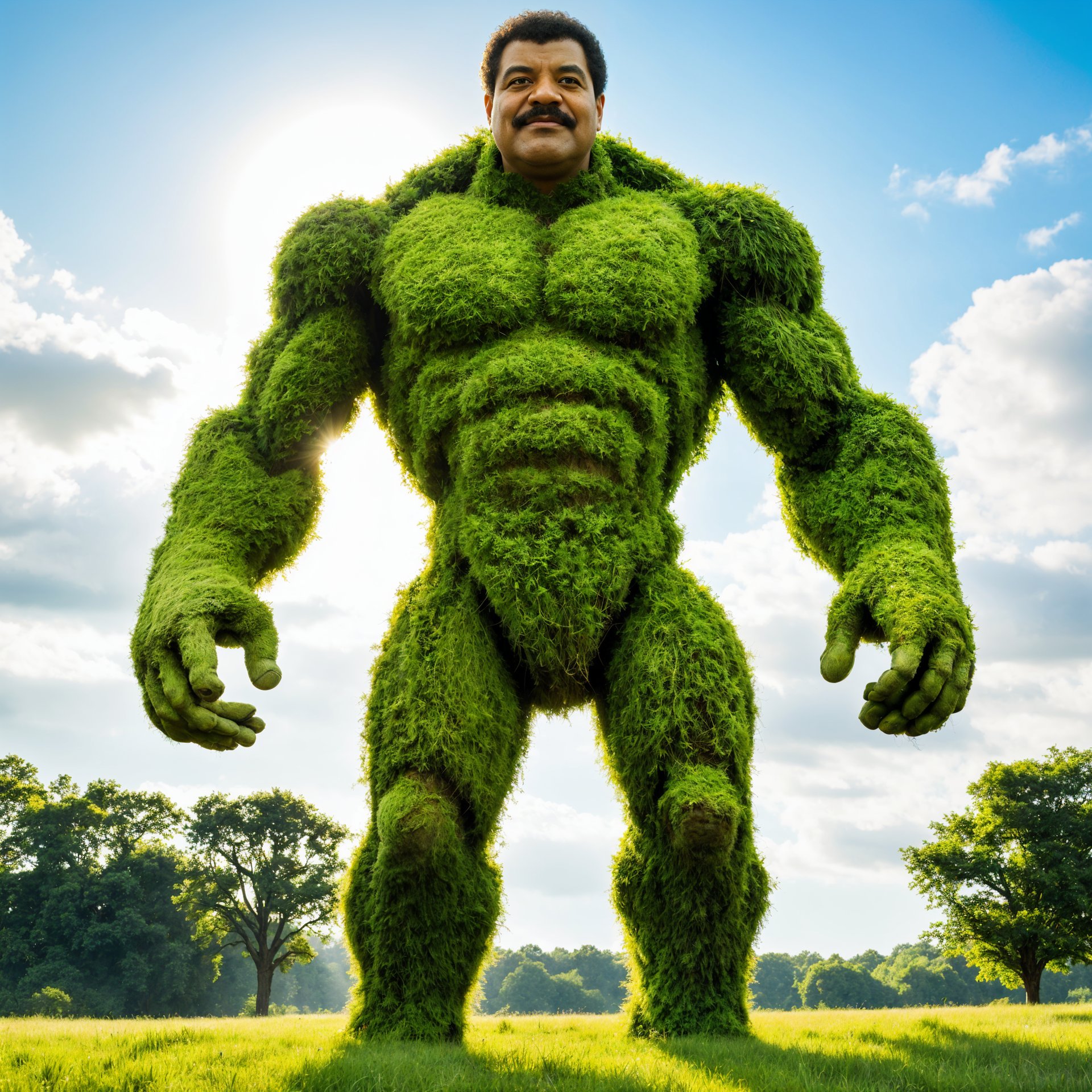 Enormous Green Man Topiary in a Sunlit Meadow - Pixel Dojo