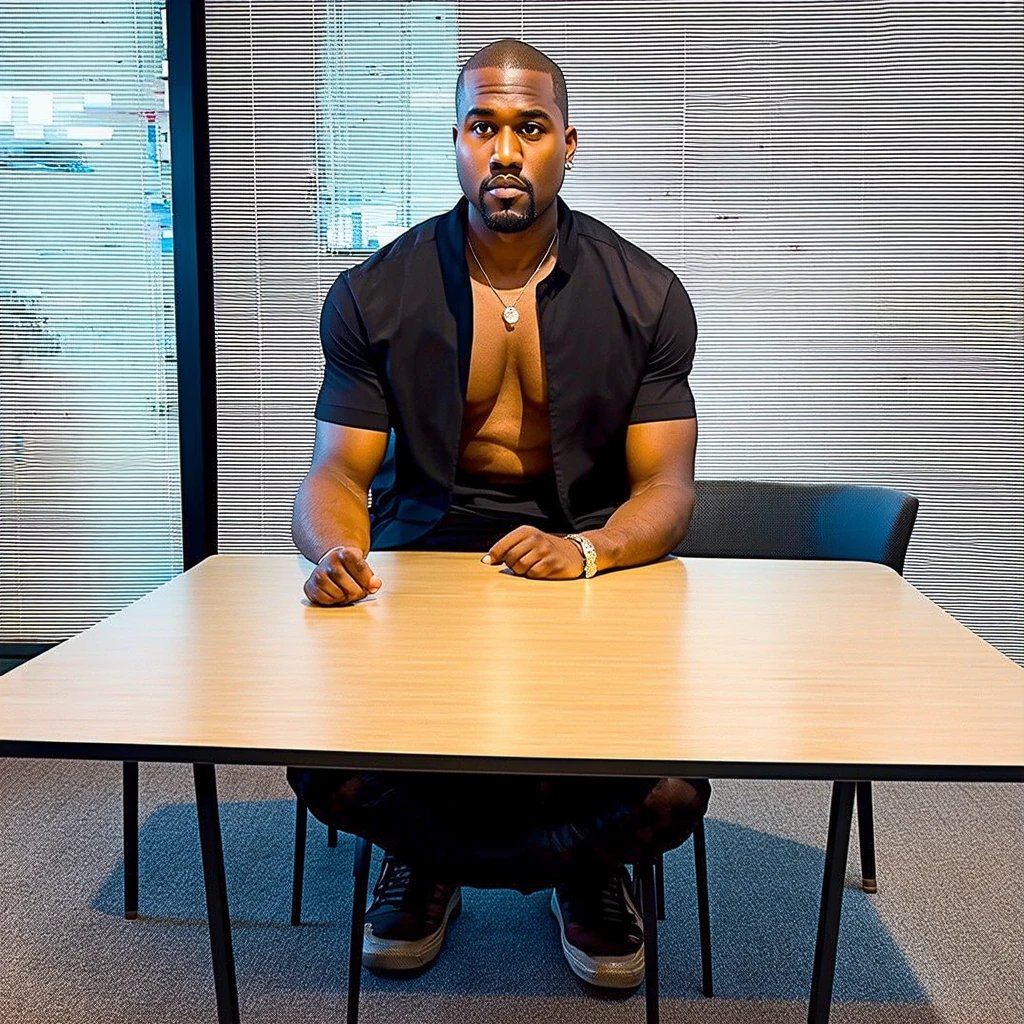 Confident Man in Black Seated at Office Table - Pixel Dojo