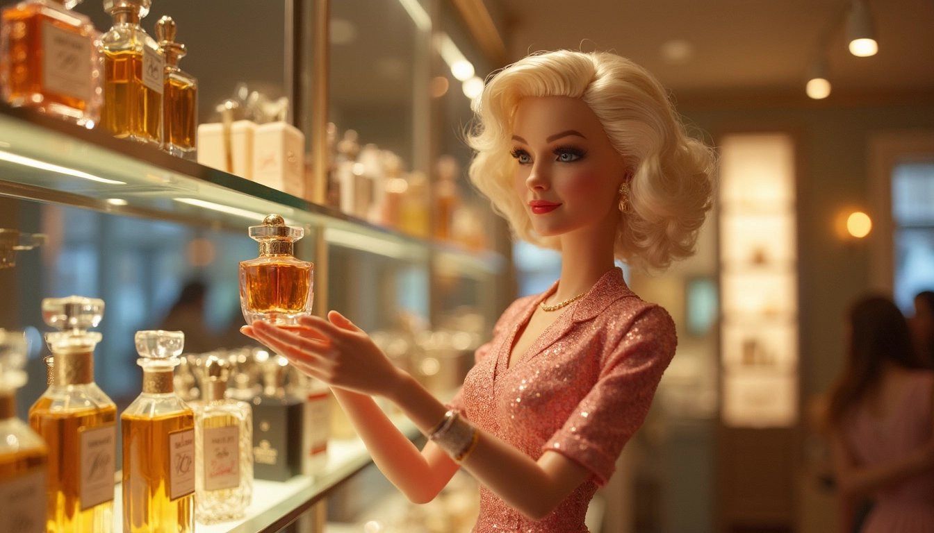 Glimpse of Vintage Elegance: A Doll in a Perfume Boutique - Pixel Dojo