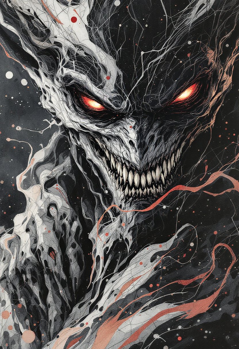 Fantasy Art Dark Monster with Red Eyes - Pixel Dojo