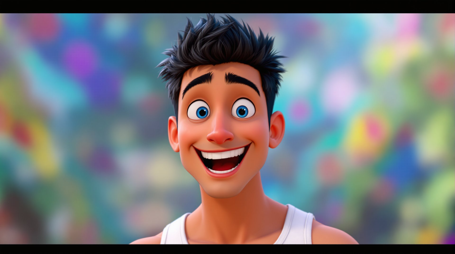 Happy Cartoon Character with Blue Eyes and Spiky Hair - Pixel Dojo