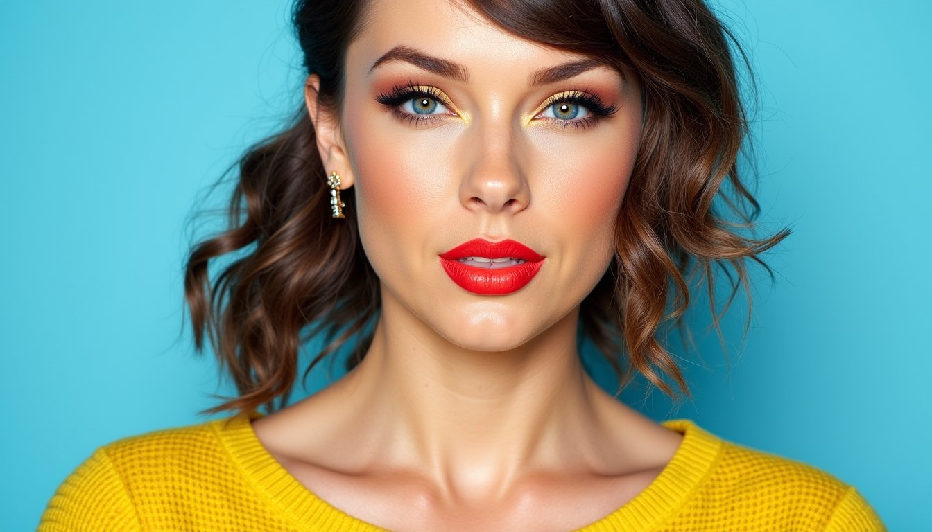 Vibrant Portrait of a Woman in Fashionable Makeup - Pixel Dojo